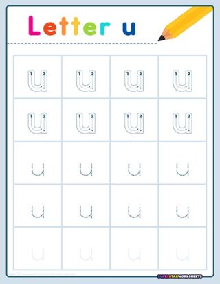 Letter U Tracing Worksheets - Superstar Worksheets