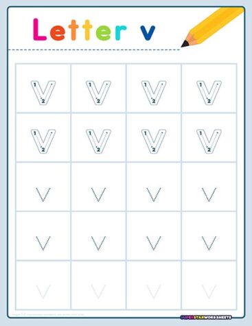 Letter V Tracing Worksheets - Superstar Worksheets