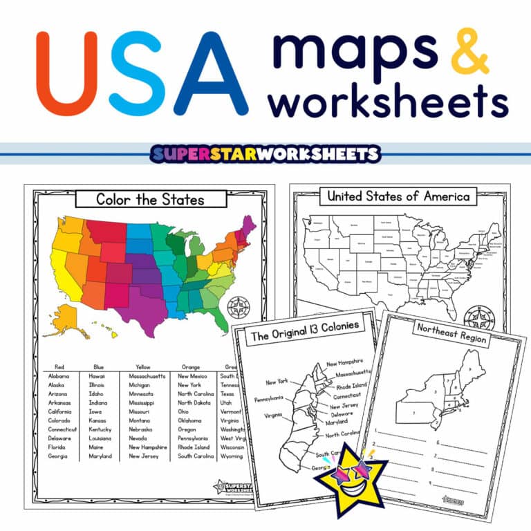 USA Map Worksheets (Free Printables) - Superstar Worksheets