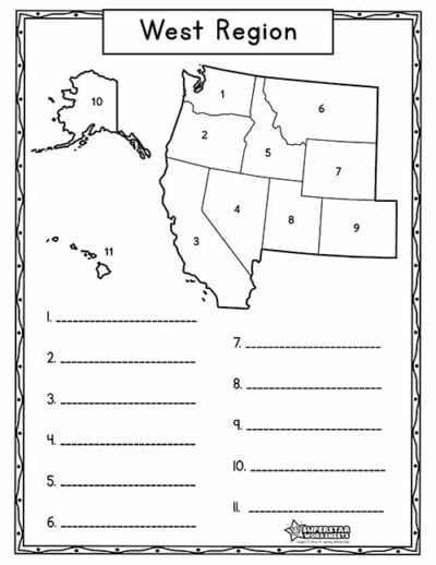 USA Map Worksheets - Superstar Worksheets