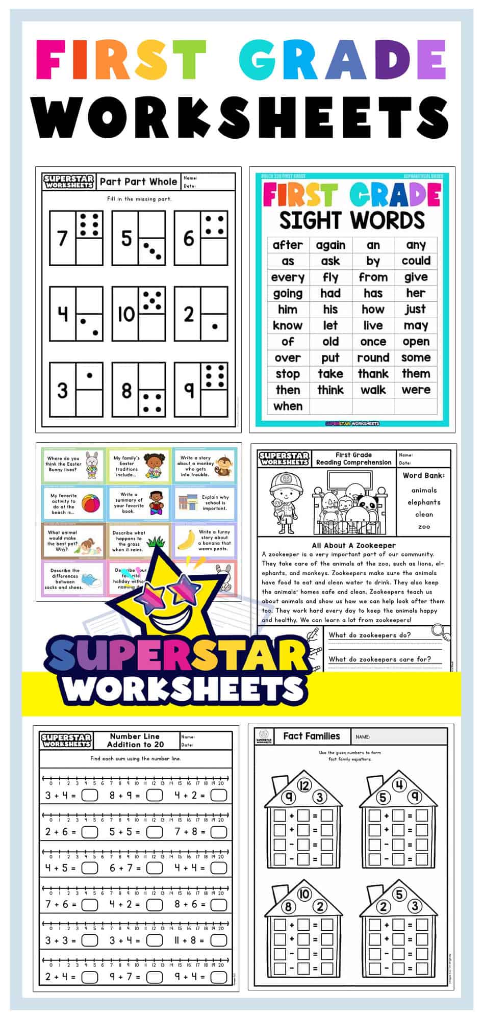 1st Grade Worksheets - Superstar Worksheets