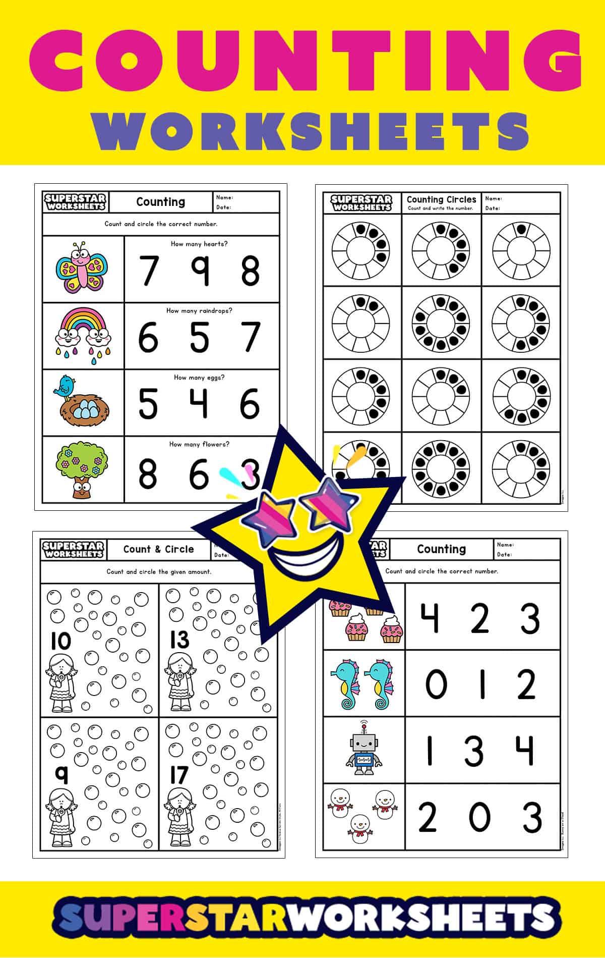 Kindergarten Counting Worksheets - Superstar Worksheets