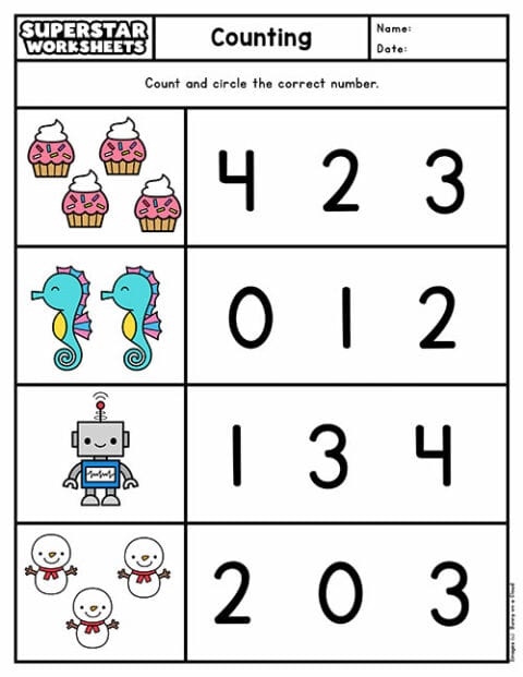 Kindergarten Counting Worksheets - Superstar Worksheets