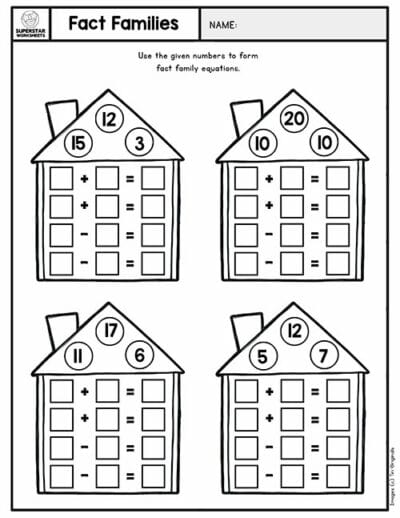 Fact Family Worksheets - Superstar Worksheets