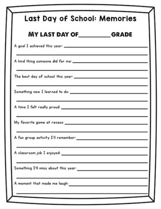Last Day of School Worksheets (Free Printables) - Superstar Worksheets