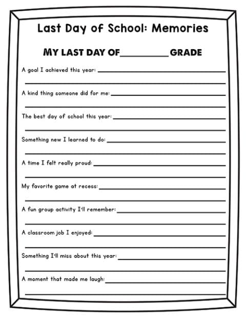Last Day of School Worksheets (Free Printables) - Superstar Worksheets