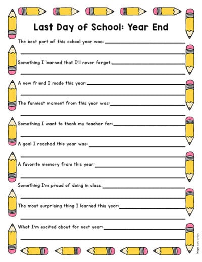 Last Day of School Worksheets - Superstar Worksheets