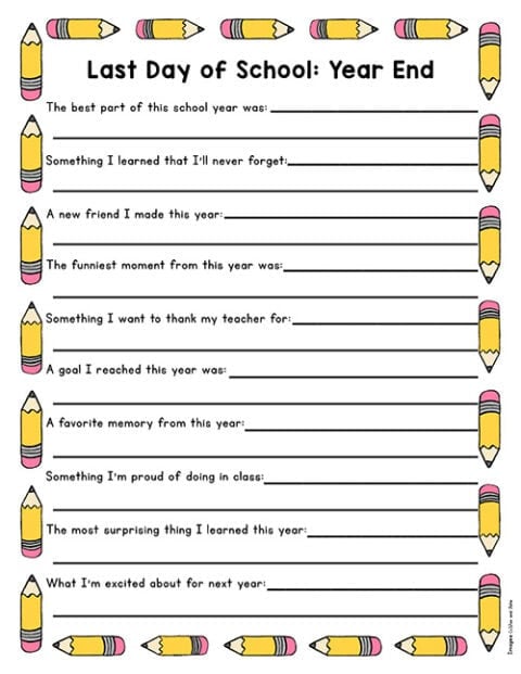 Last Day of School Worksheets (Free Printables) - Superstar Worksheets