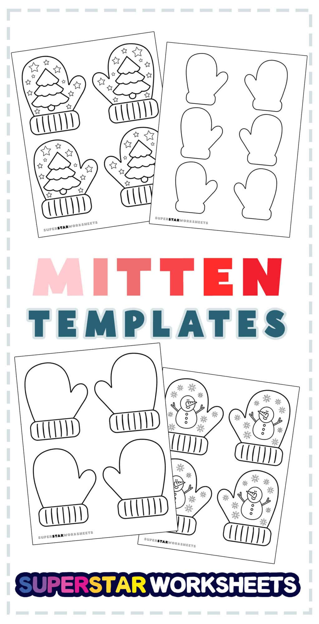 Mittens Template (Free Printables) - Superstar Worksheets