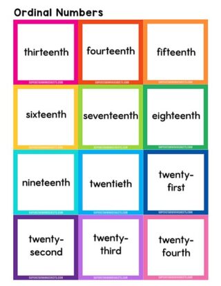 Ordinal Number Flashcards - Superstar Worksheets