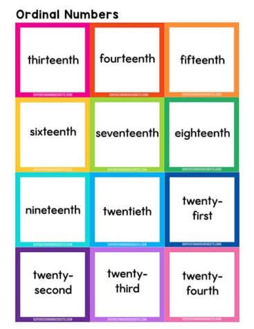 Ordinal Number Flashcards - Superstar Worksheets