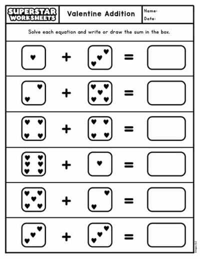 Valentine's Day Worksheets (Free Printables) - Superstar Worksheets