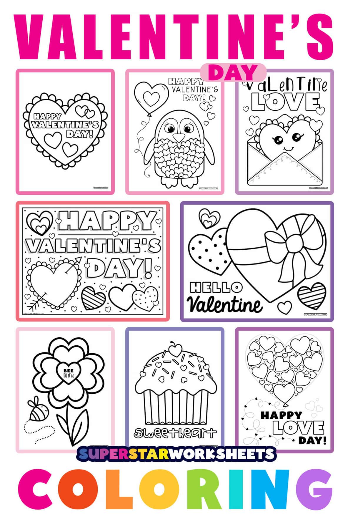Valentine's Day Coloring Pages (Free Printables) - Superstar Worksheets