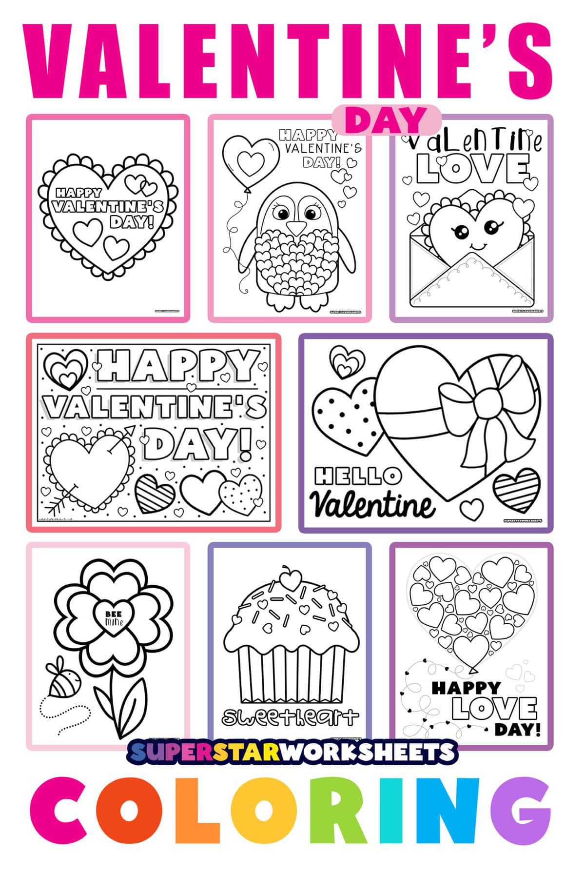 Valentine's Day Coloring Pages (Free Printables) - Superstar Worksheets
