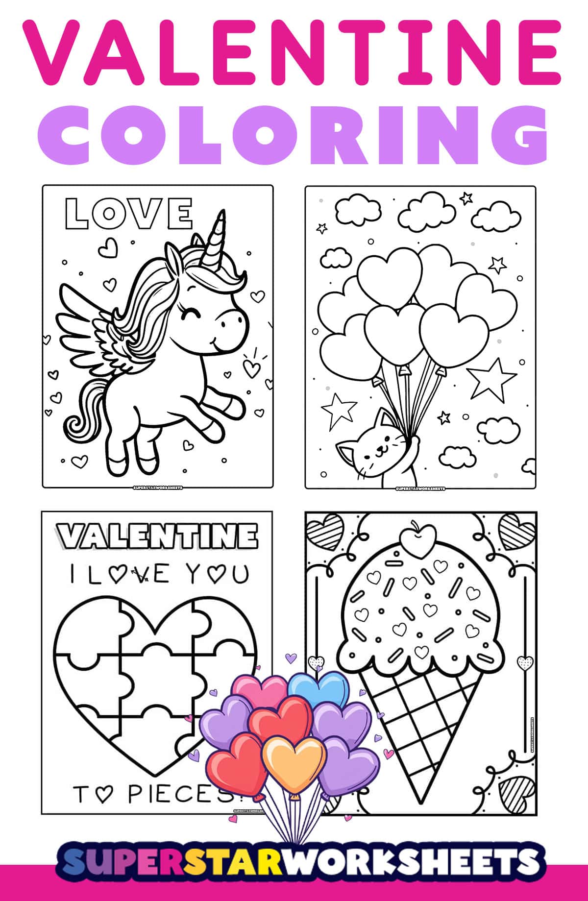 Valentine's Day Coloring Pages (Free Printables) - Superstar Worksheets