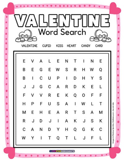 Valentine's Day Worksheets - Superstar Worksheets