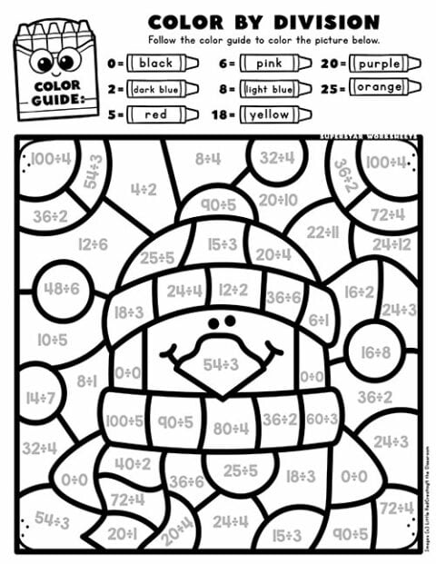 Winter Color by Number - Superstar Worksheets