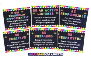 Classroom Rules Poster - Superstar Worksheets