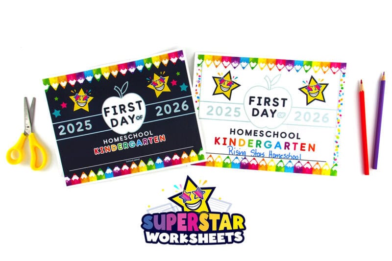 First Day of Kindergarten Sign (Free Printables) - Superstar Worksheets