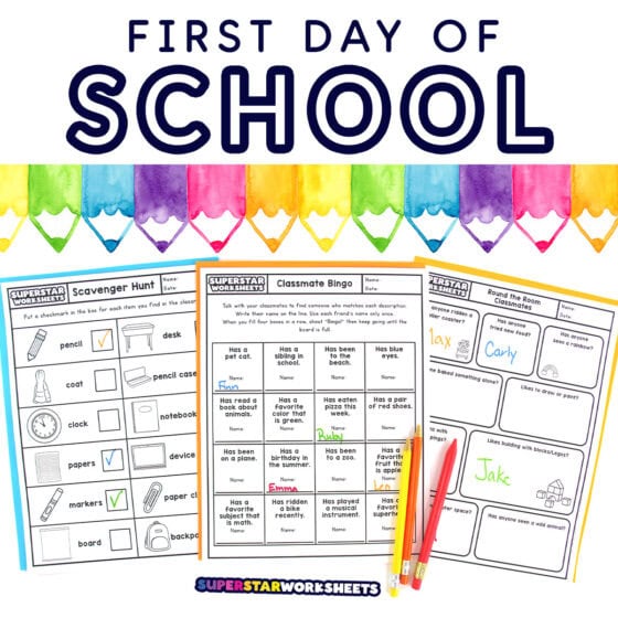 First Day of School Worksheets (Free Printables) - Superstar Worksheets