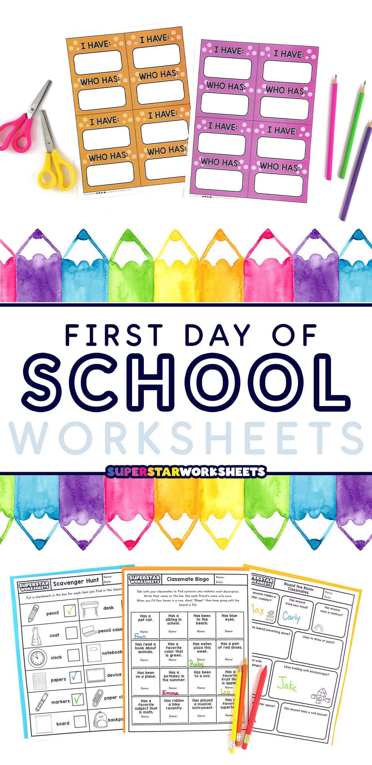 First Day of School Worksheets - Superstar Worksheets
