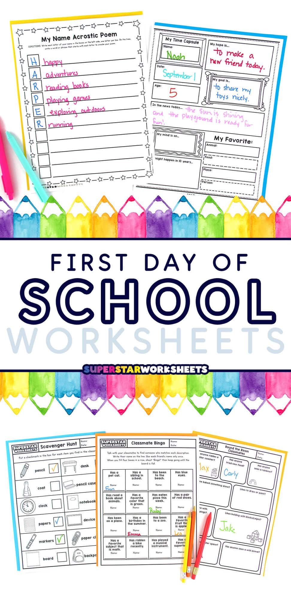 First Day of School Worksheets - Superstar Worksheets