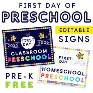 First Day of Preschool Signs - Superstar Worksheets