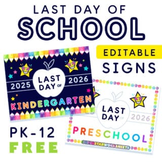 Last Day of School Signs - Superstar Worksheets
