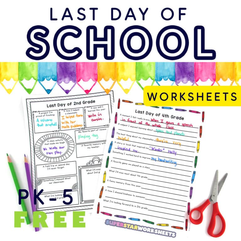 Last Day of School Worksheets (Free Printables) - Superstar Worksheets