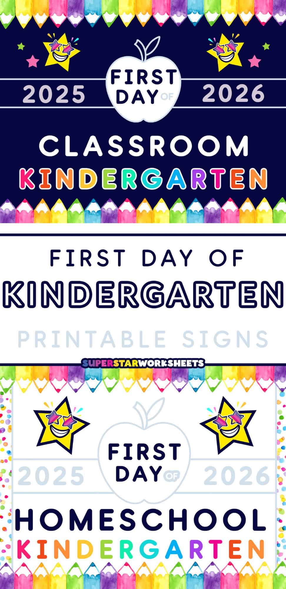 First Day of Kindergarten Sign - Superstar Worksheets