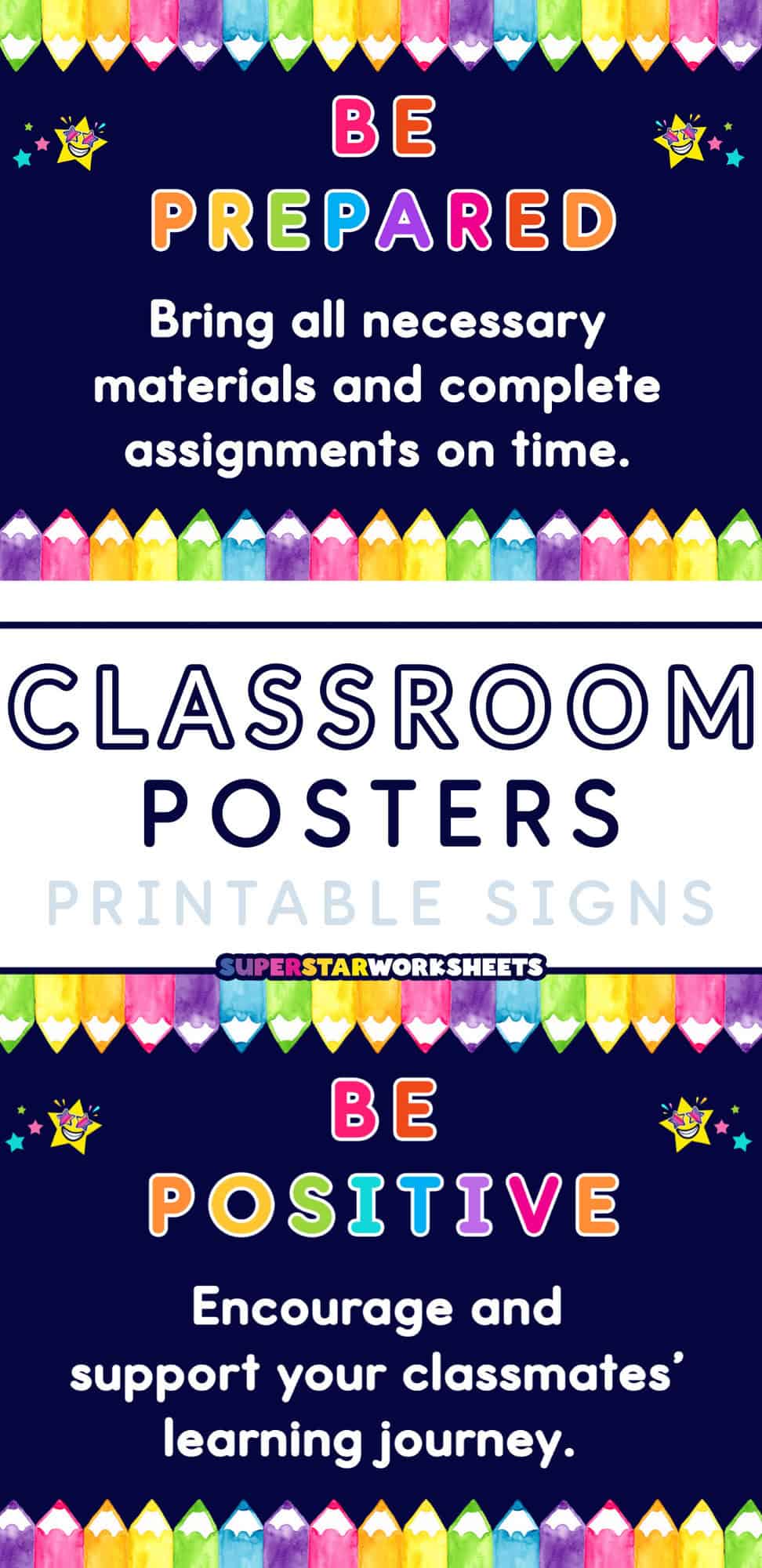 Classroom Rules Poster - Superstar Worksheets
