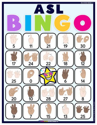 ASL Numbers - Superstar Worksheets