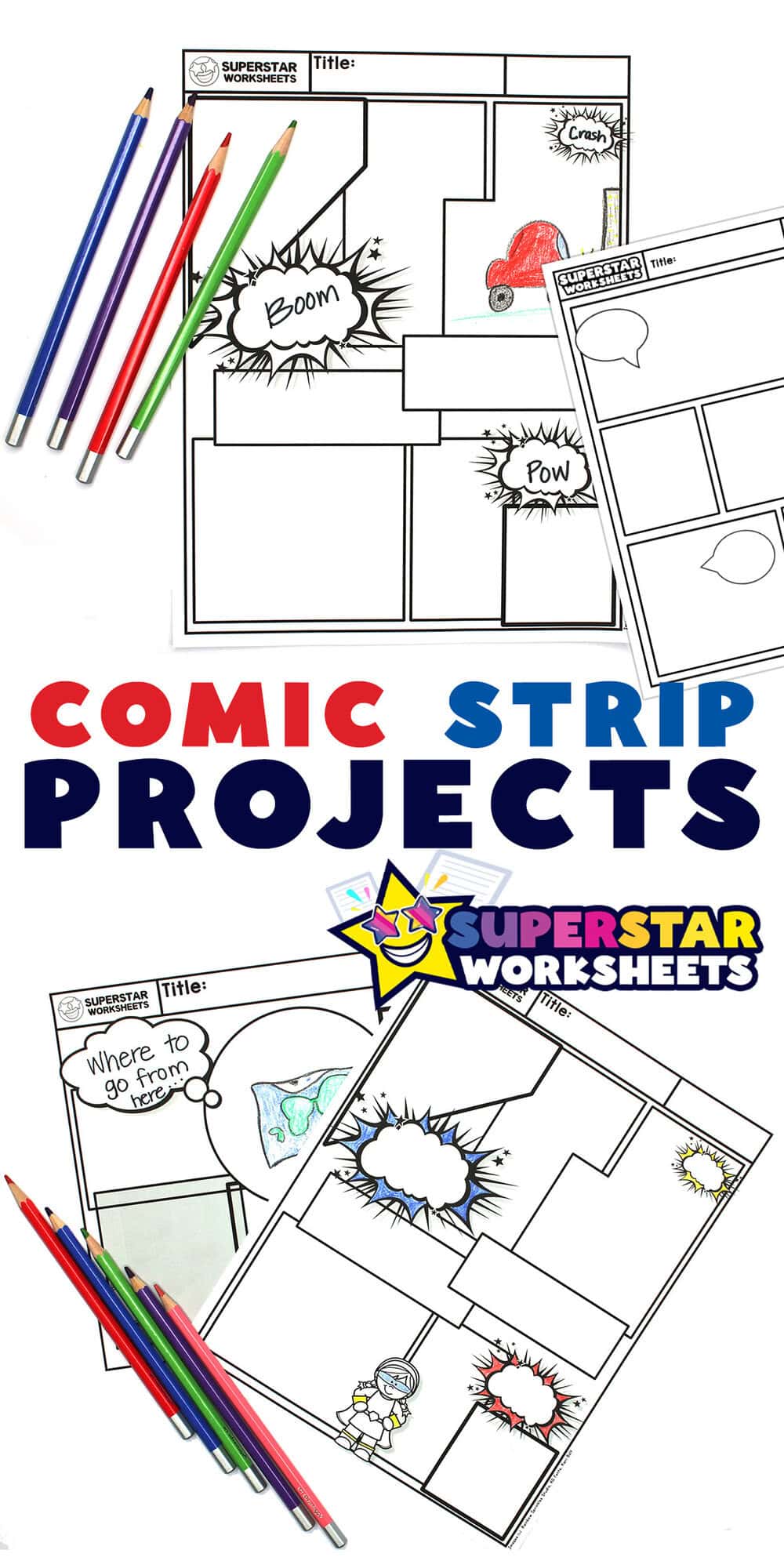 Comic Strip Template (Free Printables) - Superstar Worksheets