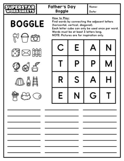 Father's Day Worksheets (Free Printables) - Superstar Worksheets