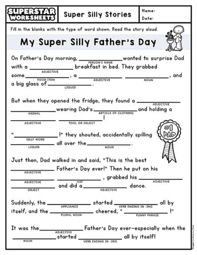Father's Day Worksheets - Superstar Worksheets