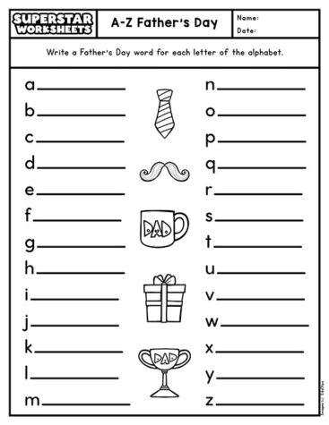 Father's Day Worksheets - Superstar Worksheets