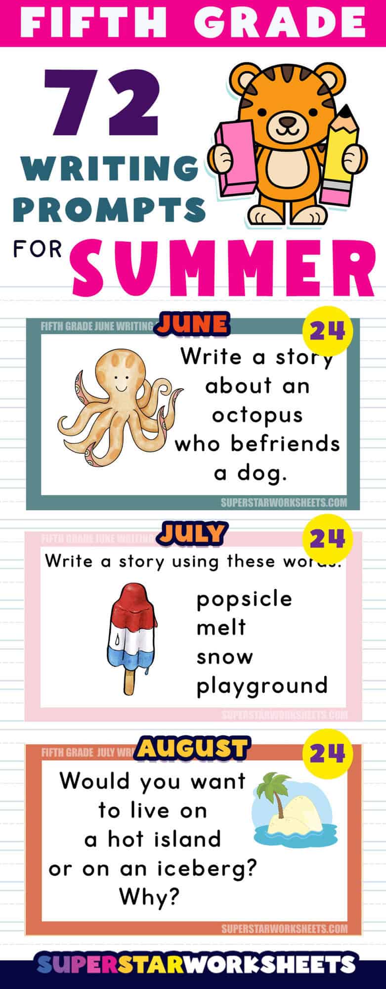 Fifth Grade Writing Prompts - Superstar Worksheets