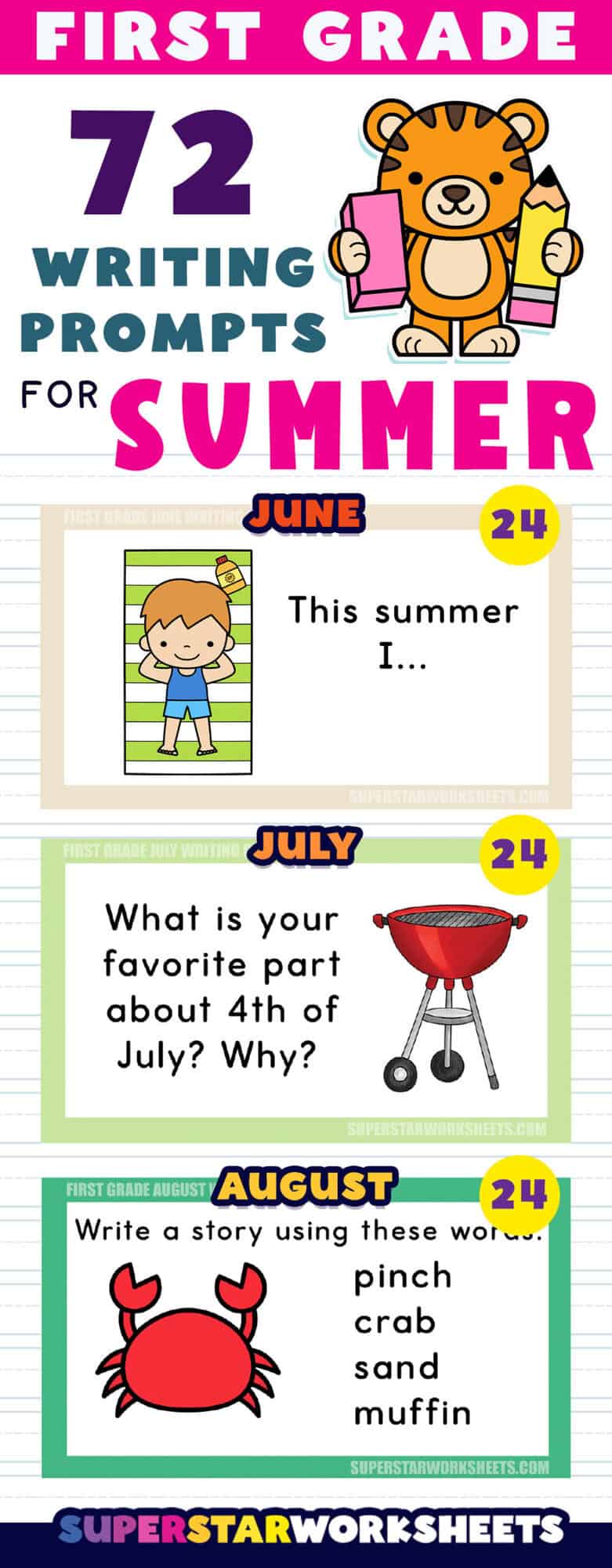 First Grade Writing Prompts - Superstar Worksheets