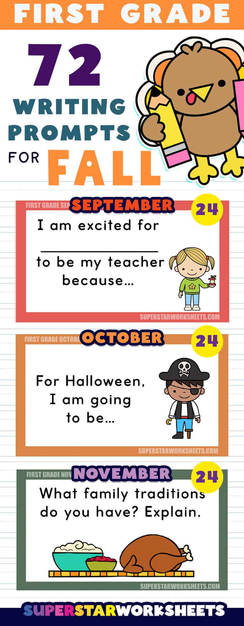 First Grade Writing Prompts - Superstar Worksheets