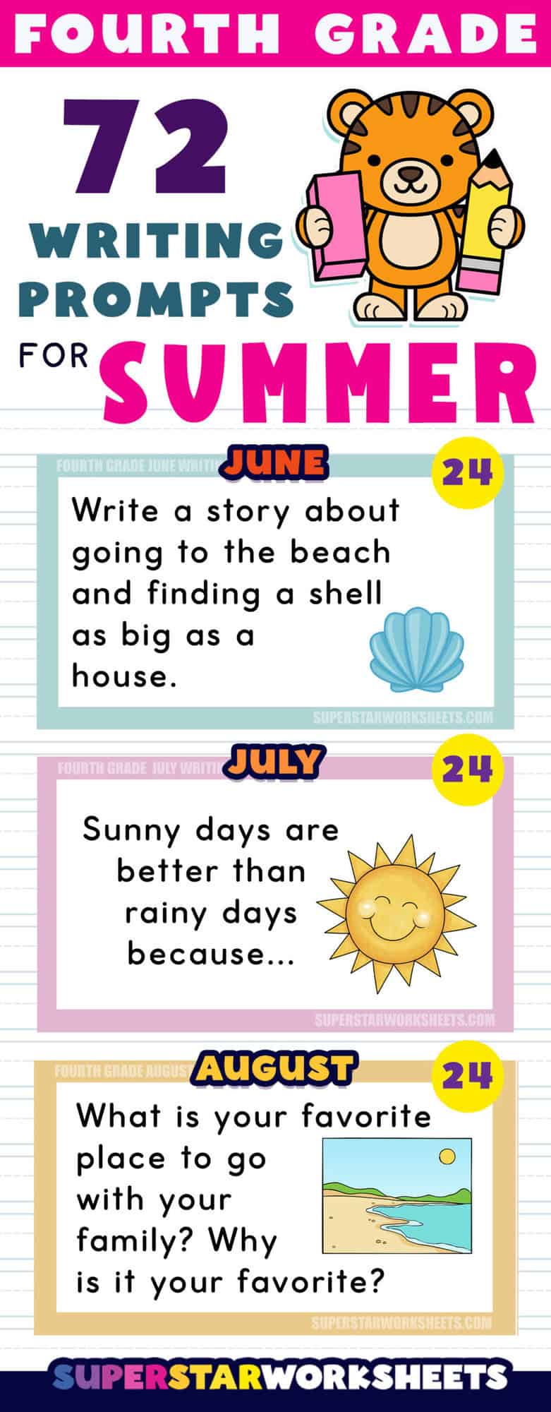 Fourth Grade Writing Prompts - Superstar Worksheets