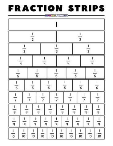Fraction Strips - Superstar Worksheets