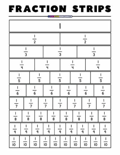 Fraction Strips - Superstar Worksheets