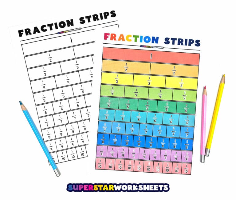 Fraction Strips - Superstar Worksheets