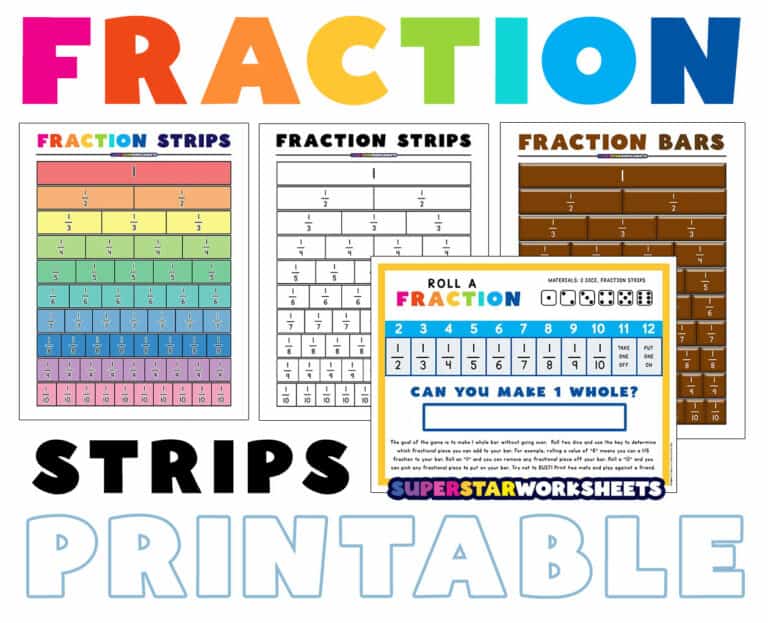 Fraction Strips - Superstar Worksheets