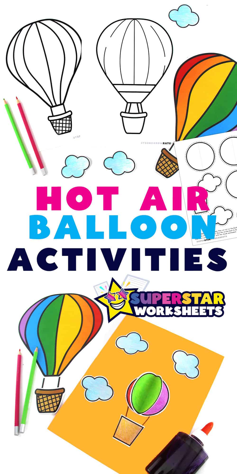 Hot Air Balloon Template (Free Printables) - Superstar Worksheets