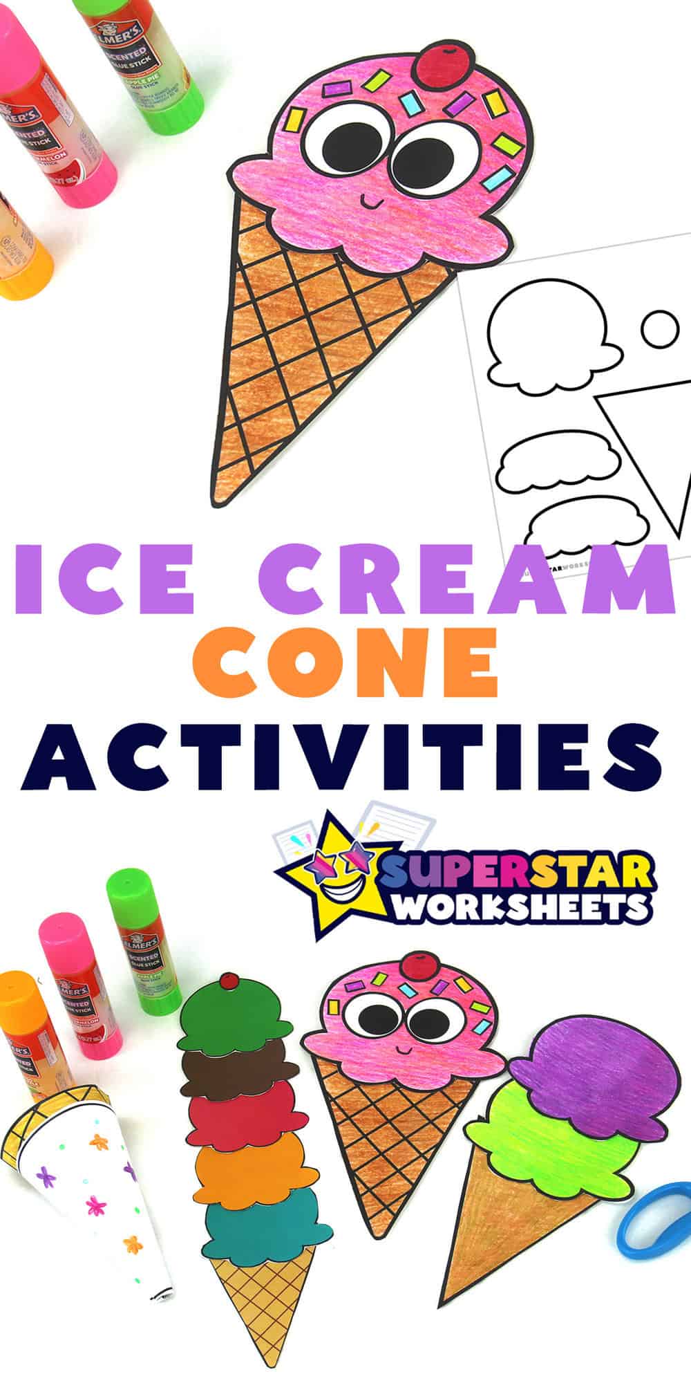 Ice Cream Cone Template - Superstar Worksheets