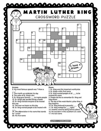 Martin Luther King Jr Worksheets - Superstar Worksheets