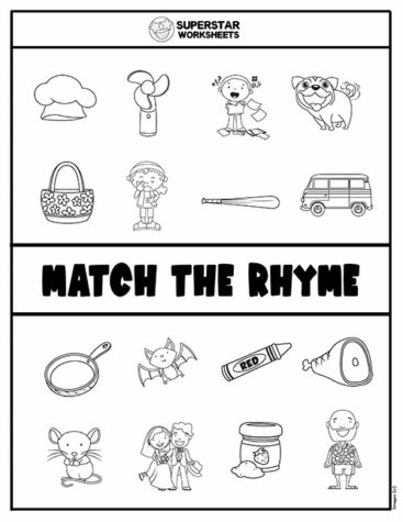 Rhyming Worksheets for Kindergarten - Superstar Worksheets