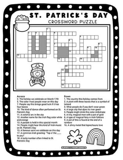 St Patrick's Day Worksheets - Superstar Worksheets