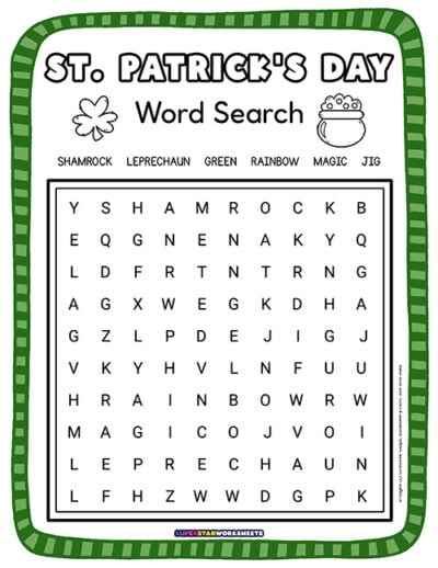 St Patrick's Day Worksheets - Superstar Worksheets